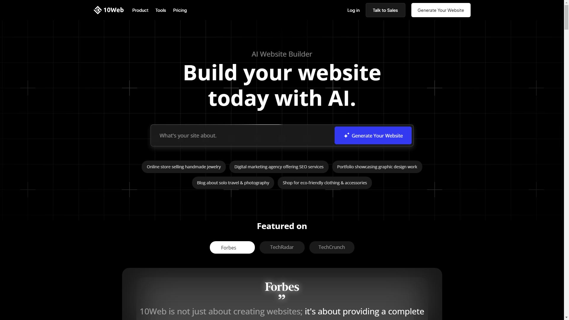 AI Website Builder by 10Web - Simplify your Site Creation