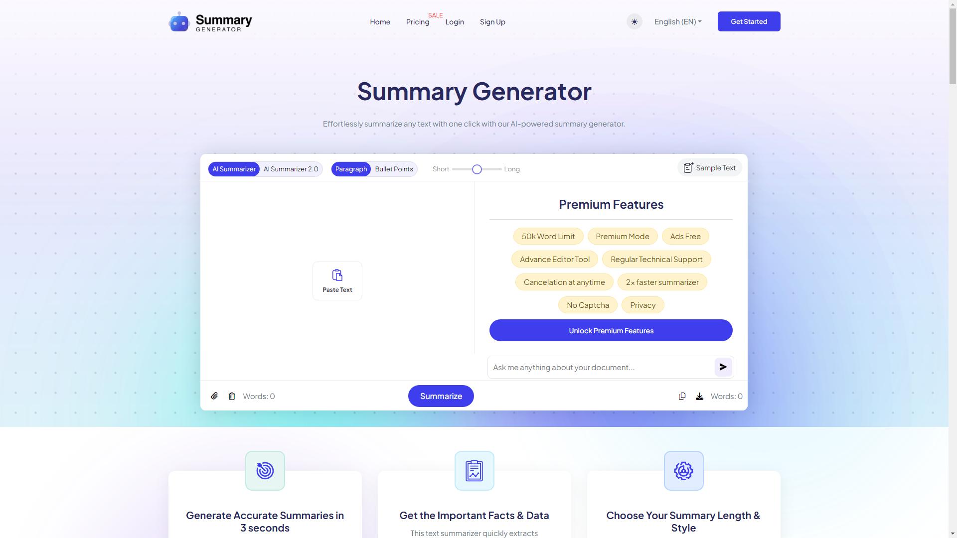 Free Ai Summary Generator——一键生成高效摘要的文本总结工具