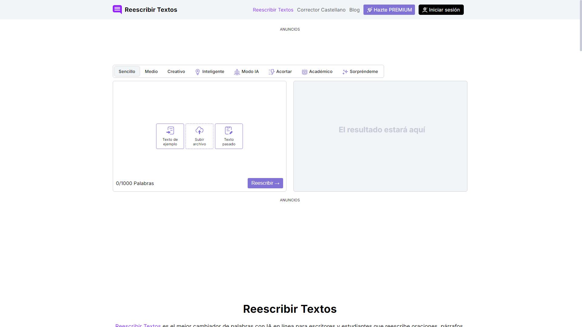 Reescribir Textos - Cambiador de Palabras