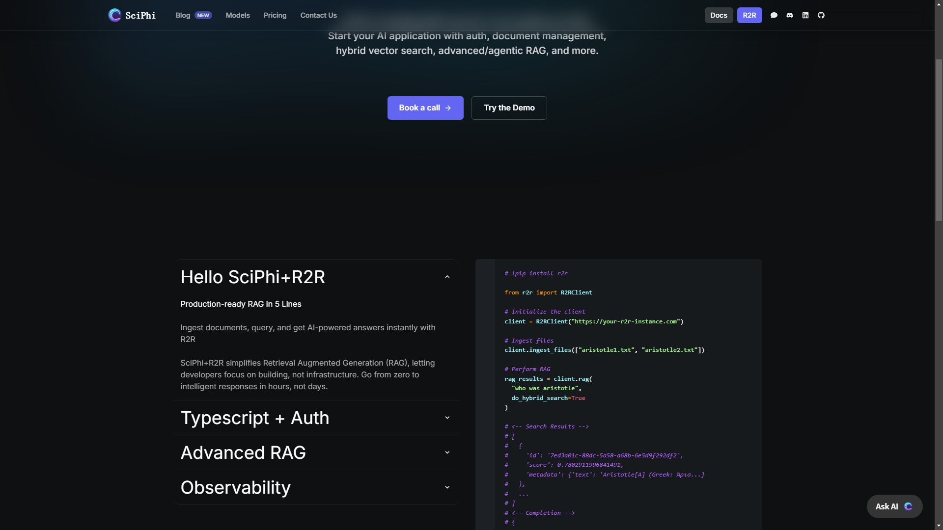 SciPhi | 最先进的 AI 检索系统