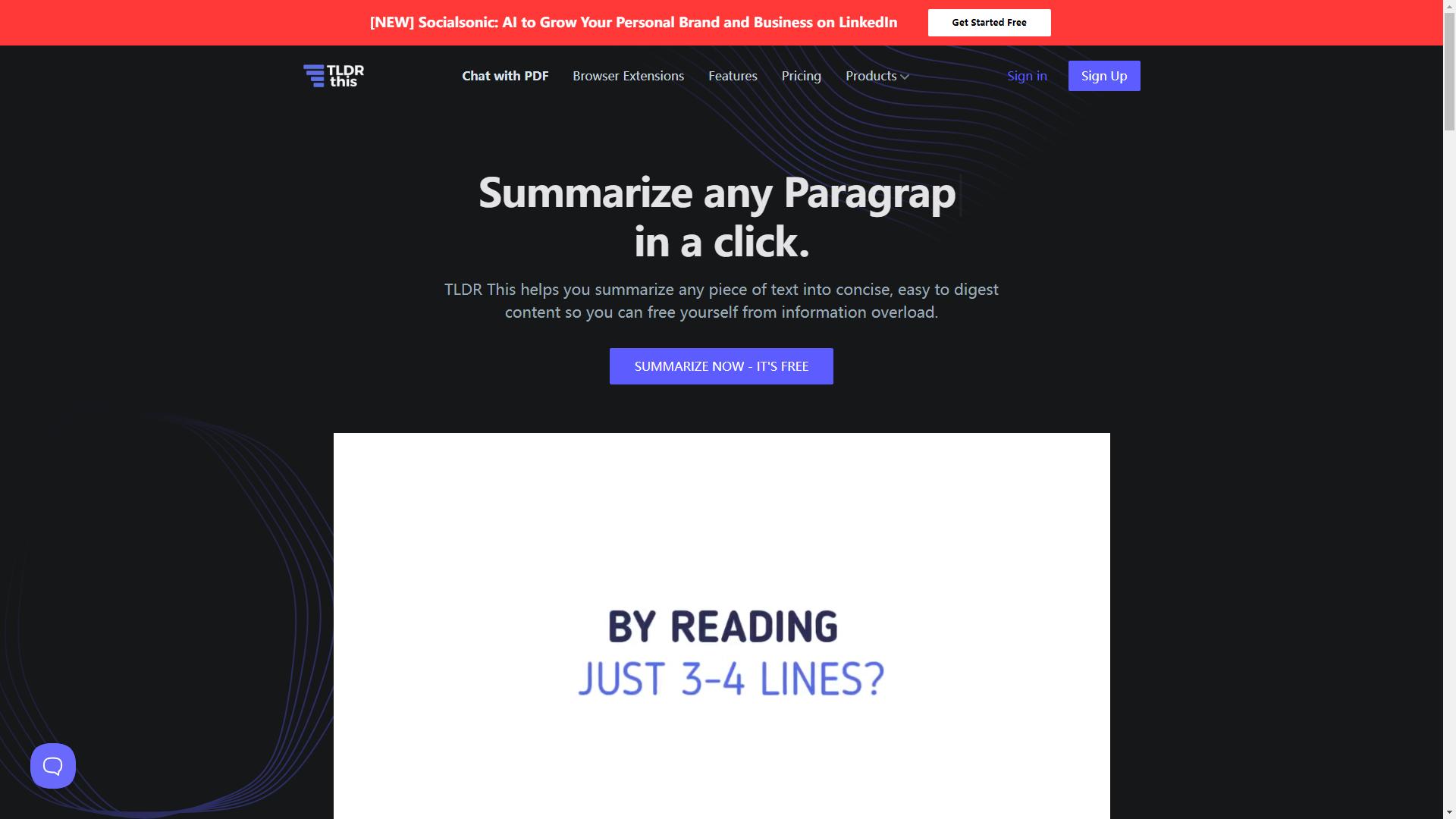 TLDR This - 文章摘要器和在线文本总结工具