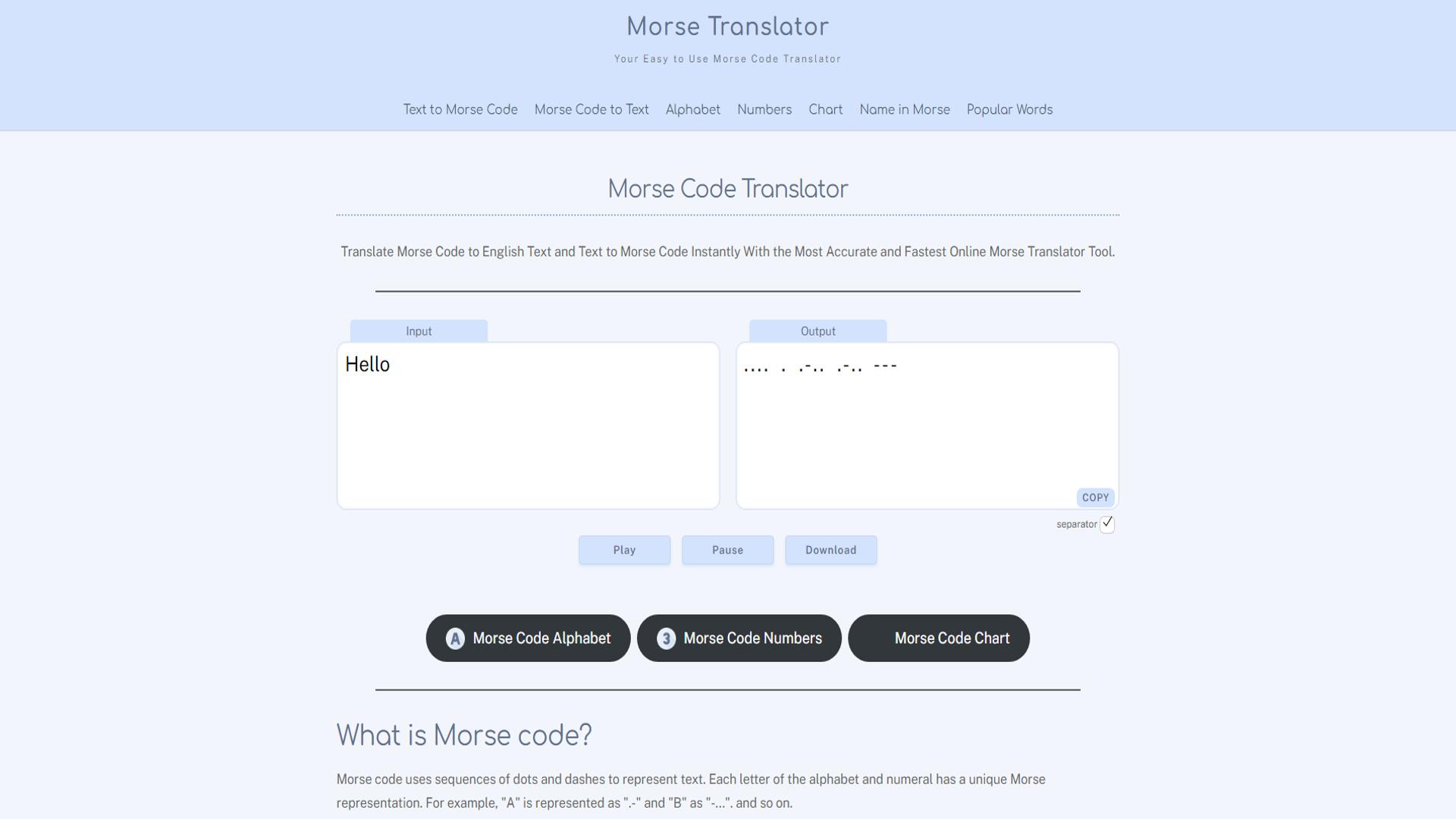 Morse Code Translator and Decoder | MorseTranslator.com