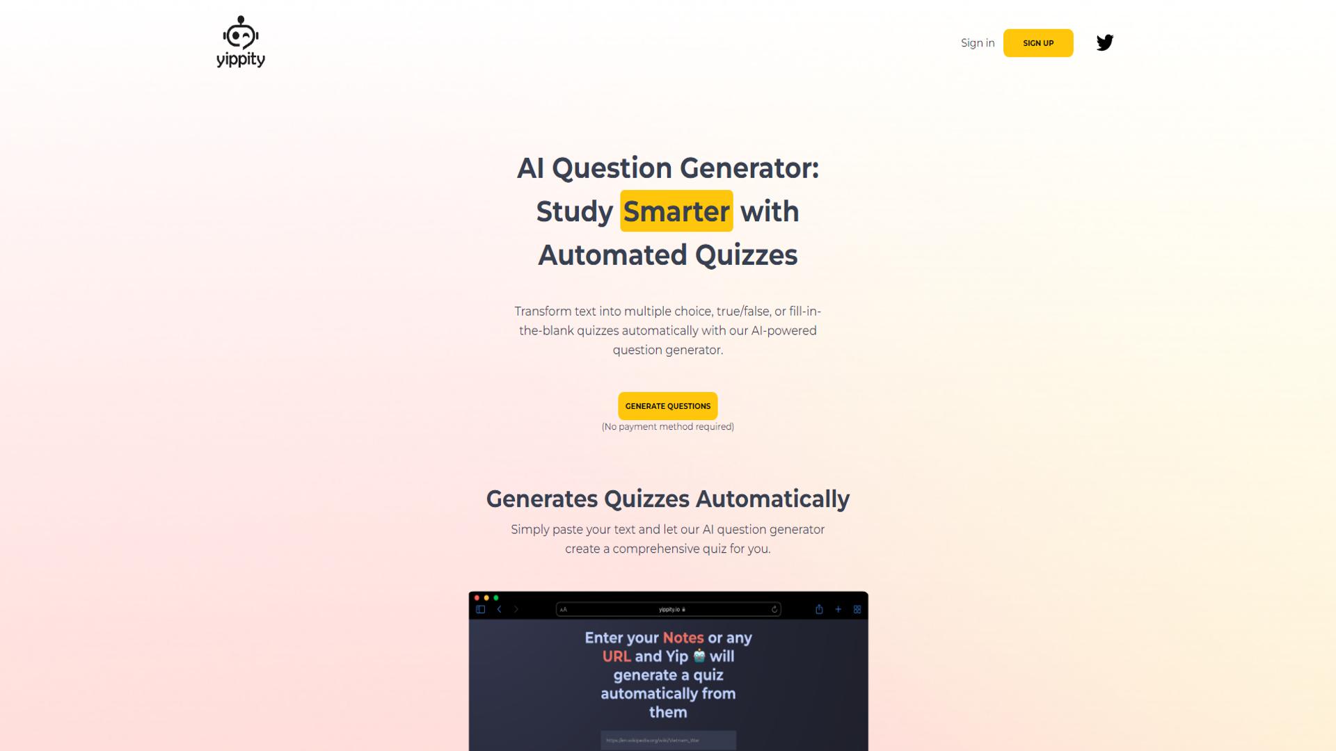 Yippity | AI问题生成器：即时多选、真假、填空题及更多！